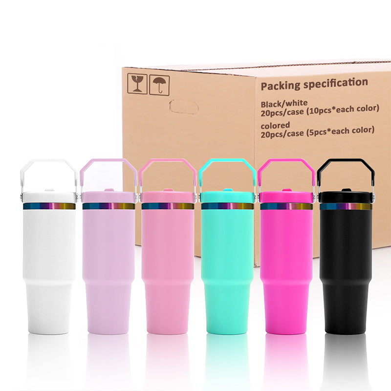 30oz US Warehouse wholesale laser engraved rainbow powder coated tumbl – Meline Wang Blanks