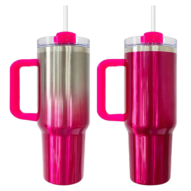 40oz wholesale H2.0 Hot Pink Metallic painted Stanley-style Flowstate ...