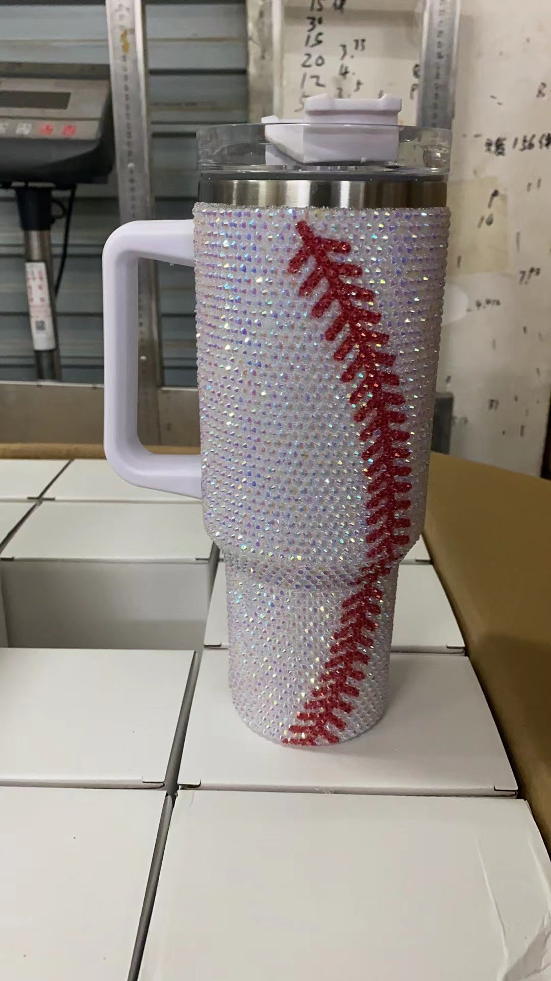 US shipping 40oz Baseball Bling Rhinestone Tumbler 20 pack Mixed Colors ...